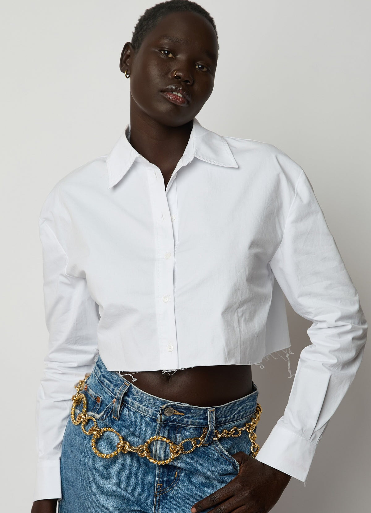Cropped Boyfriend Button Down – Haley Solar